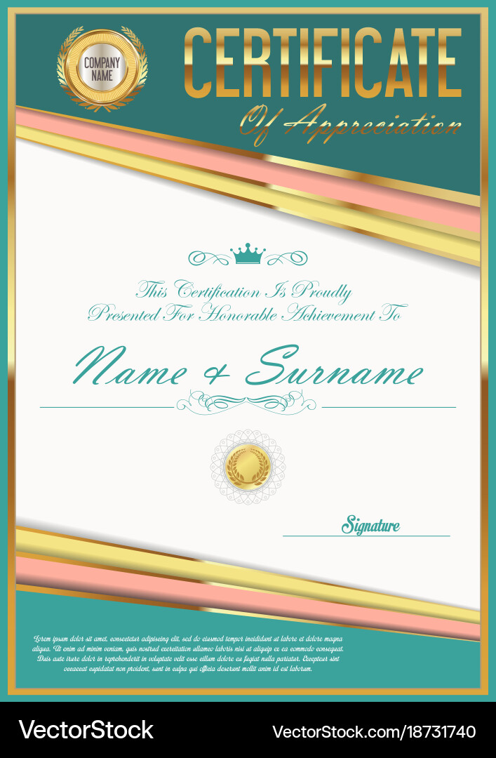 Certificate retro design template 17 Royalty Free Vector