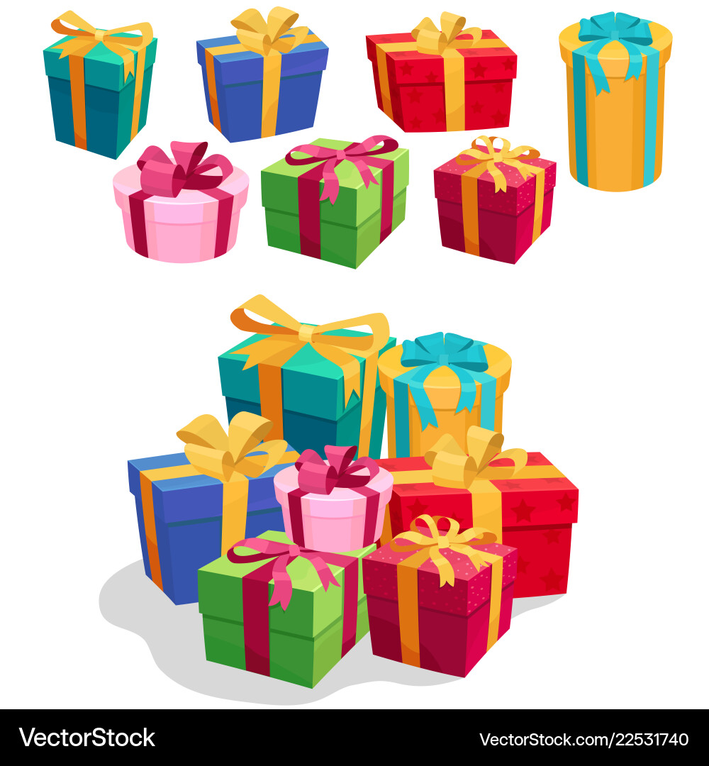 Colorful Gift Boxes with Ribbon Royalty Free Vector Image