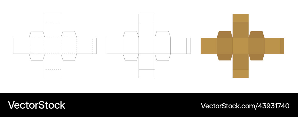 Cube Box Template - Trim & Cut Scheme Vector Image