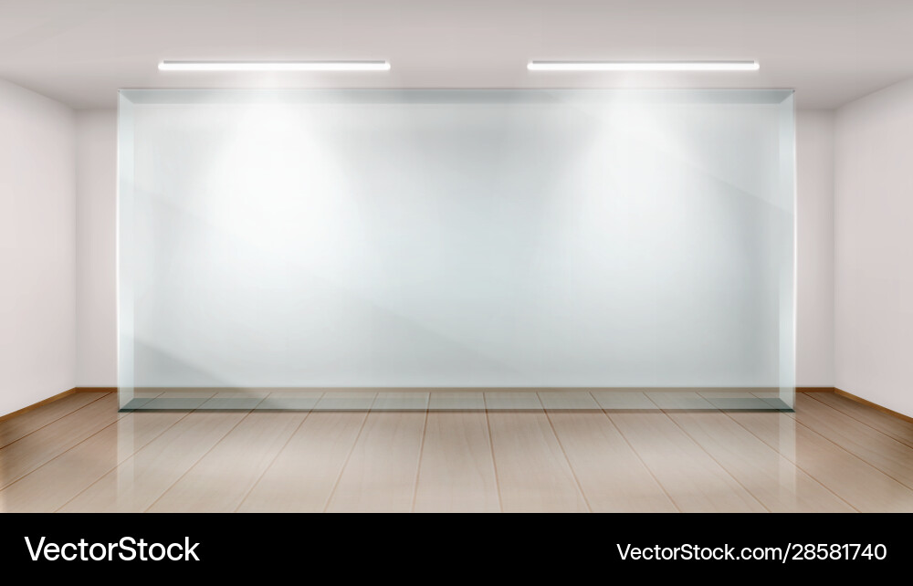 Empty Exhibition Room with Glass Wall Royalty Free Vector