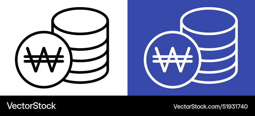 Korean won icon logo set Royalty Free Vector Image