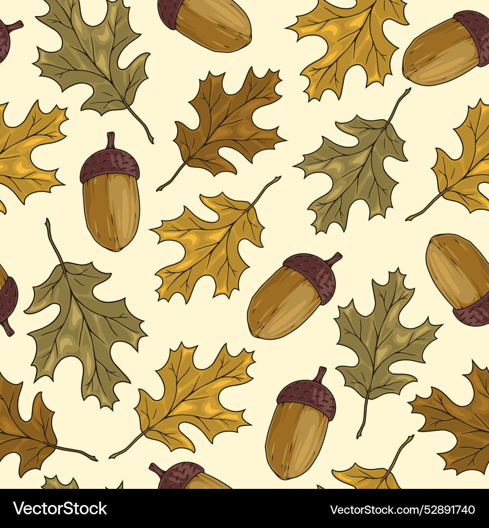 Oak tree colorful pattern seamless Royalty Free Vector Image