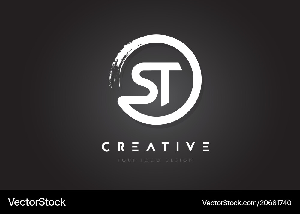St circular letter logo with circle brush design Vector Image