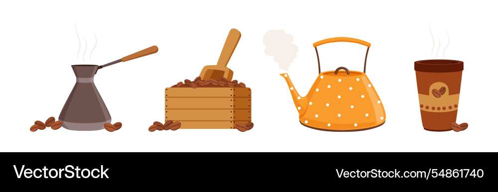 Tea and coffee brewing and preparation set Vector Image