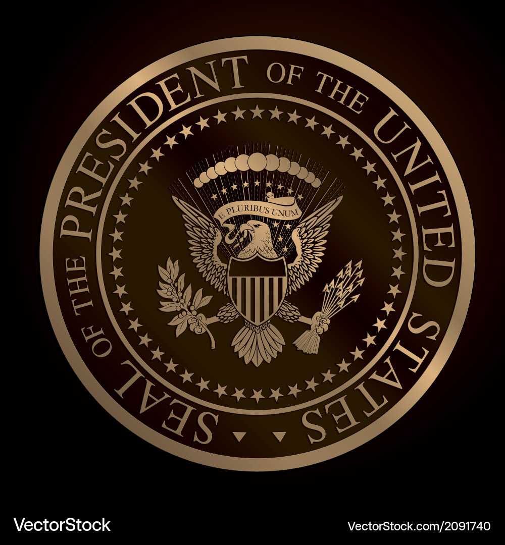 Us golden presidential seal emboss Royalty Free Vector Image