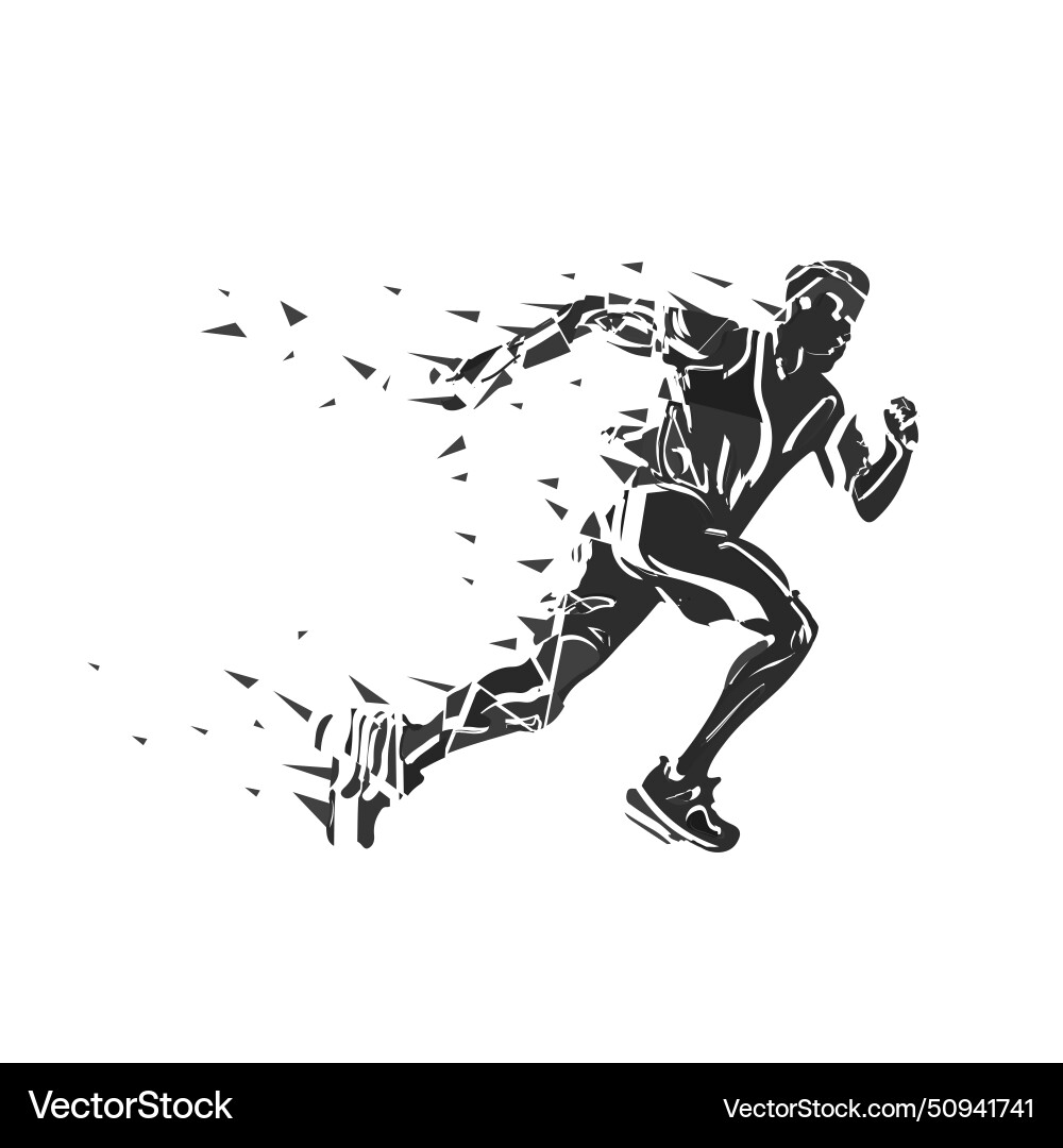 Black and white geometric running man silhouette Vector Image