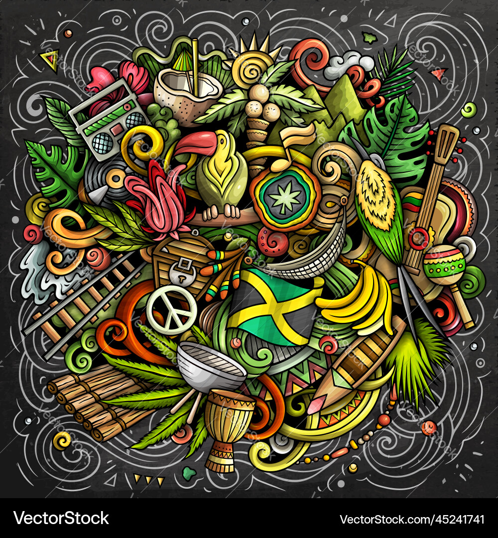 Caribbean Doodle - Jamaica Royalty Free Vector Image