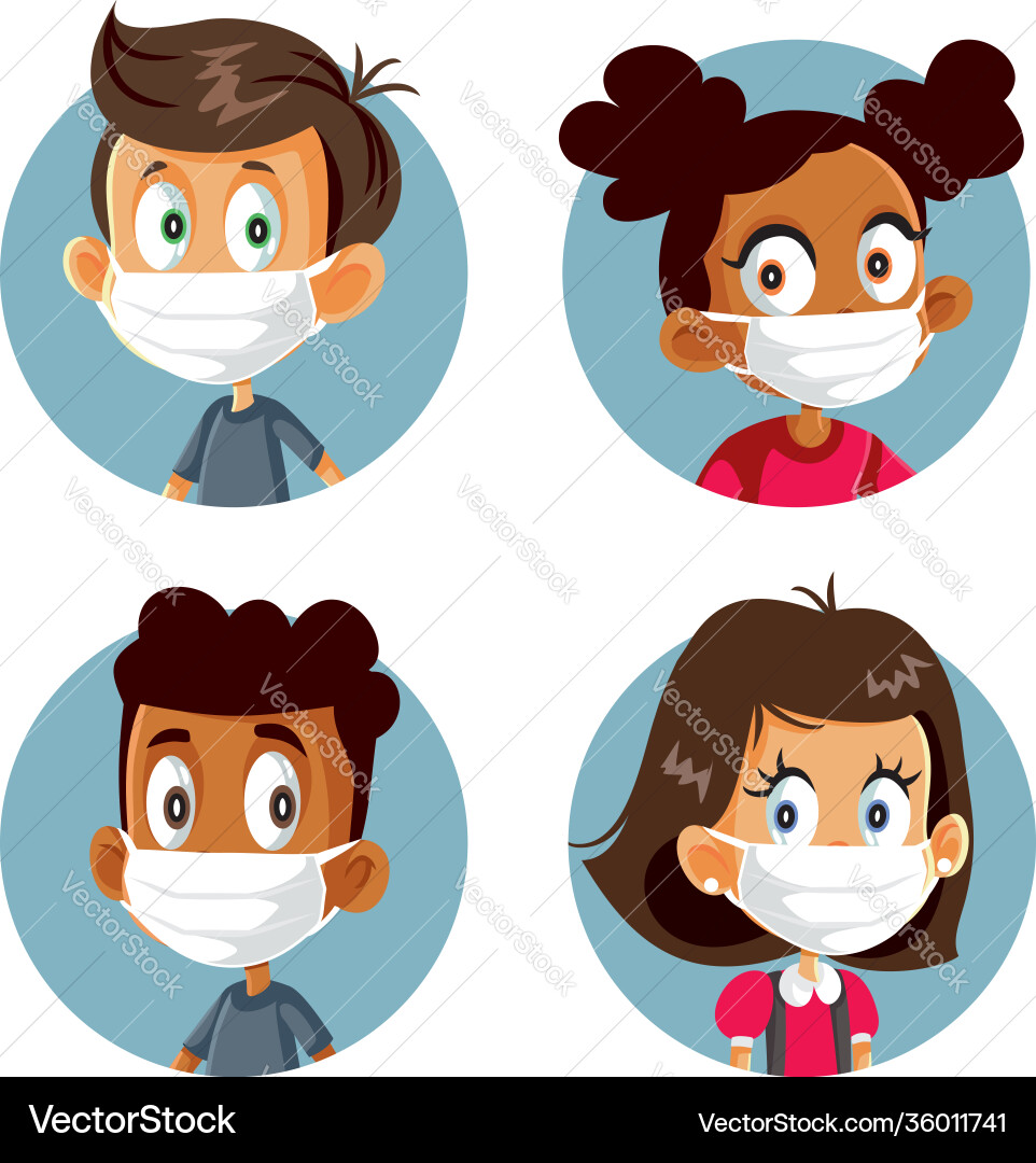 Children Wearing Masks - Diverse Group Royalty Free Vector