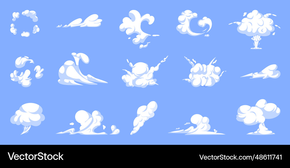 Clouds comic effects explosion and fire puff Vector Image