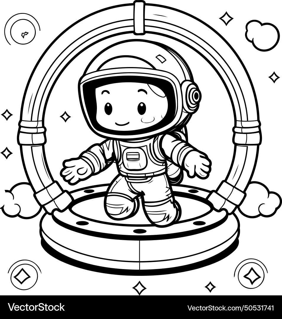 Coloring book for children astronaut in space Vector Image