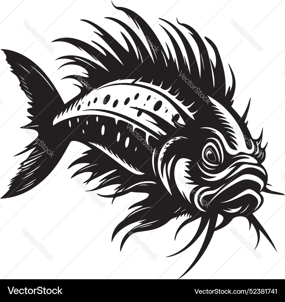 Diabolic depths evil angular creature fish logo Vector Image