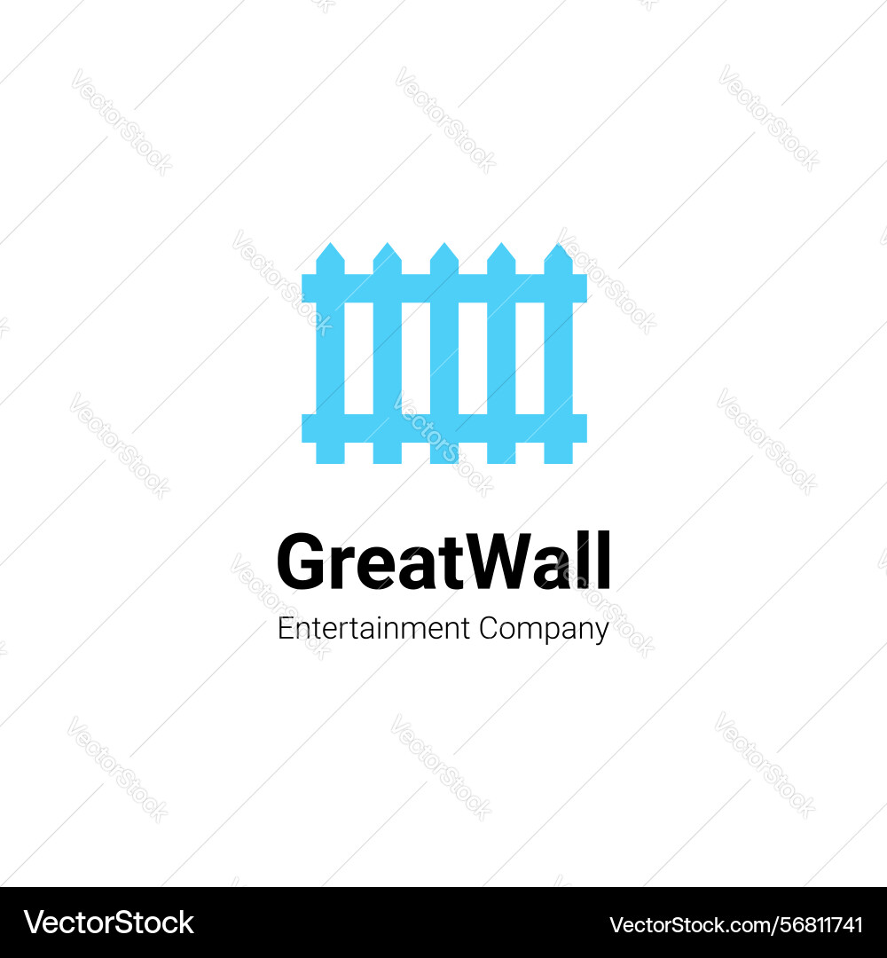 Great wall logo concept in blue with text Vector Image