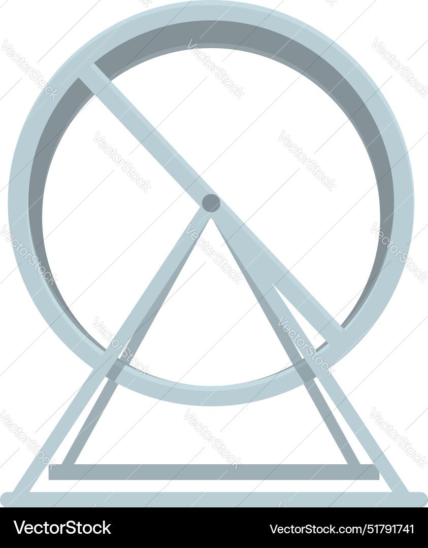 Metal hamster wheel standing on a triangular base Vector Image