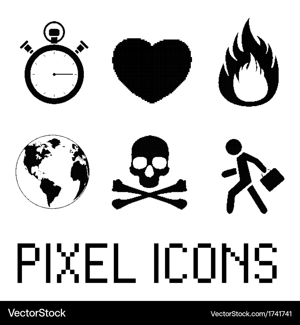 Pixel icon set Royalty Free Vector Image - VectorStock