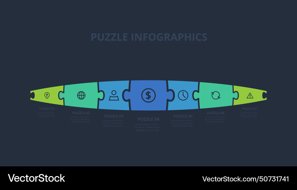 Puzzle infographic with 7 elements presentations Vector Image