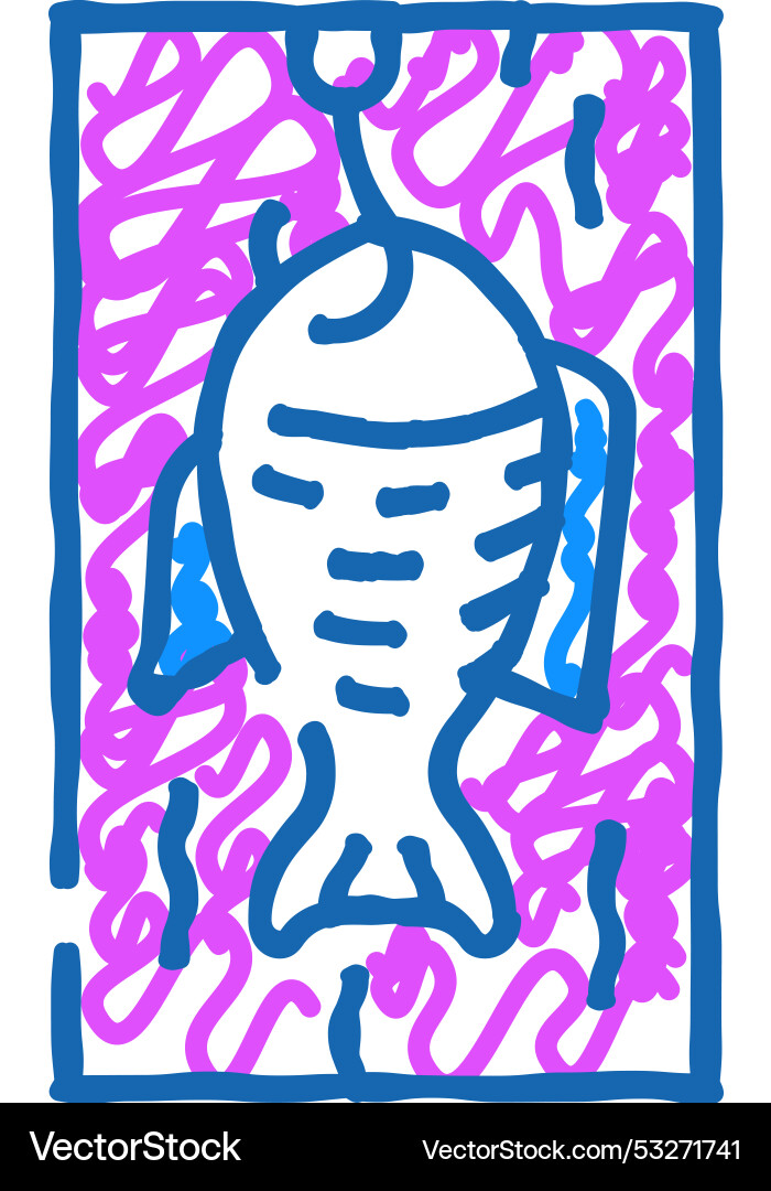 Refrigerator for storage fish icon doodle Vector Image