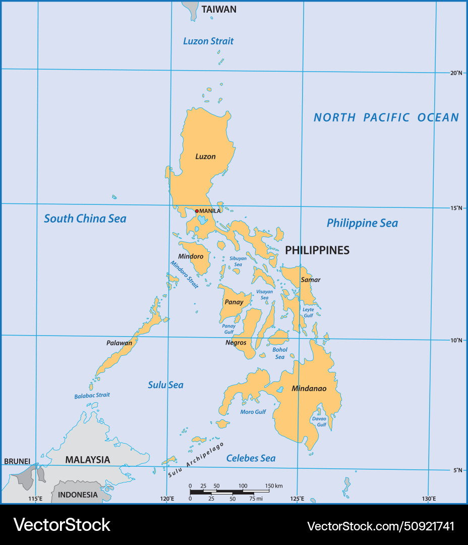 Simple overview map of the philippines Royalty Free Vector