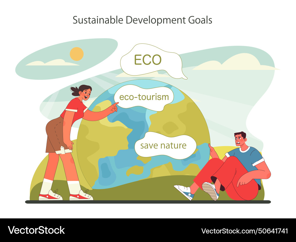 Sustainable tourism development goals Royalty Free Vector
