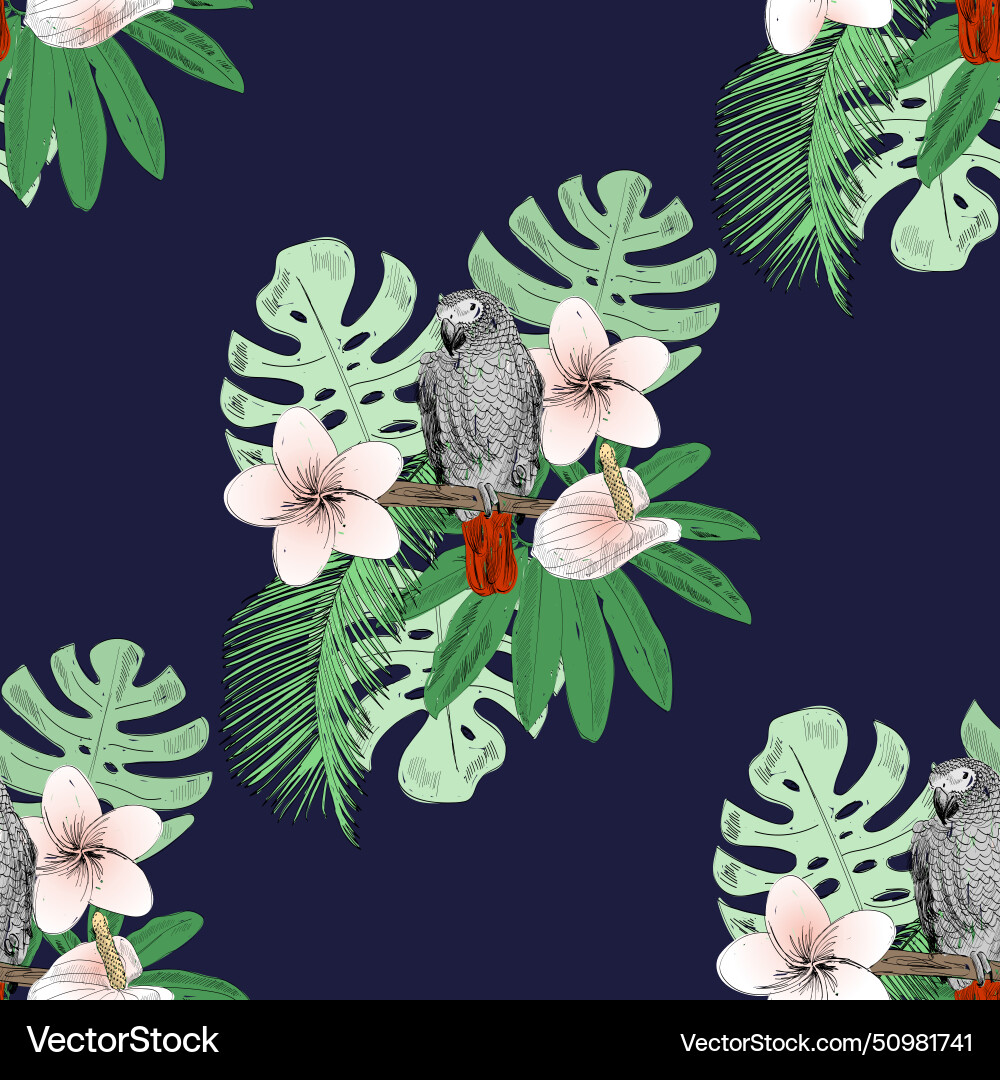 Tropical seamless pattern Royalty Free Vector Image