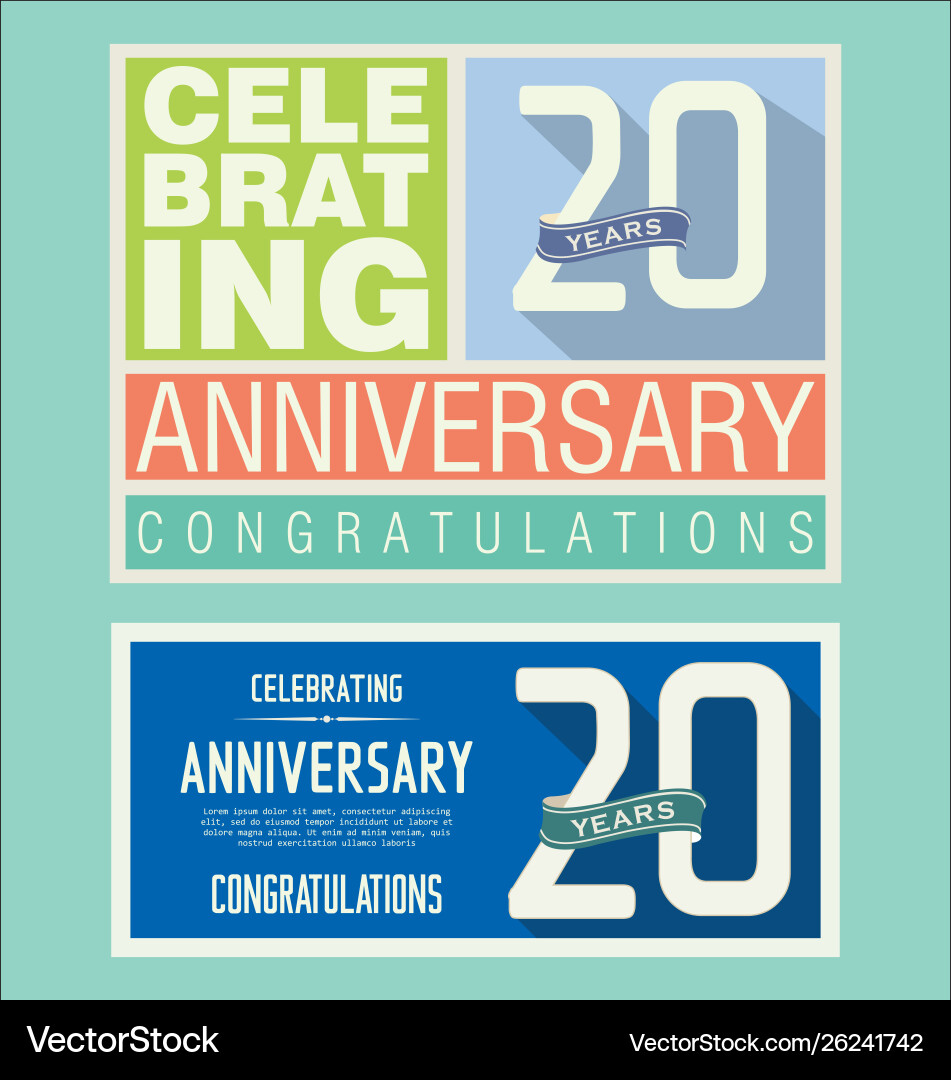 Anniversary retro background 20 years Royalty Free Vector