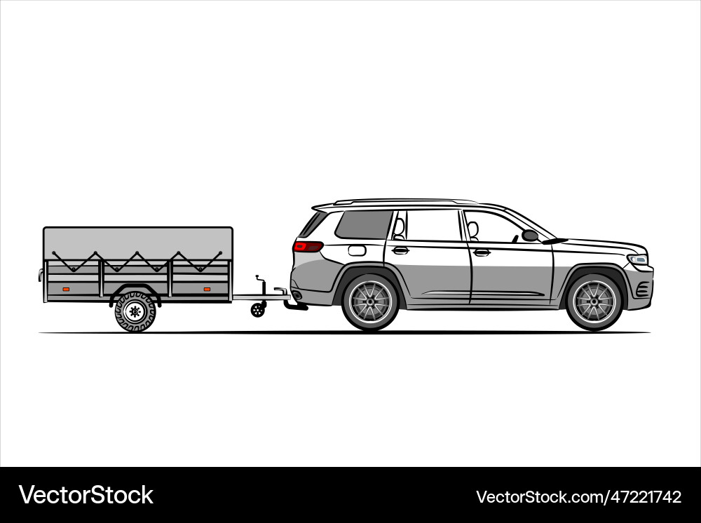 Car with trailer Royalty Free Vector Image - VectorStock