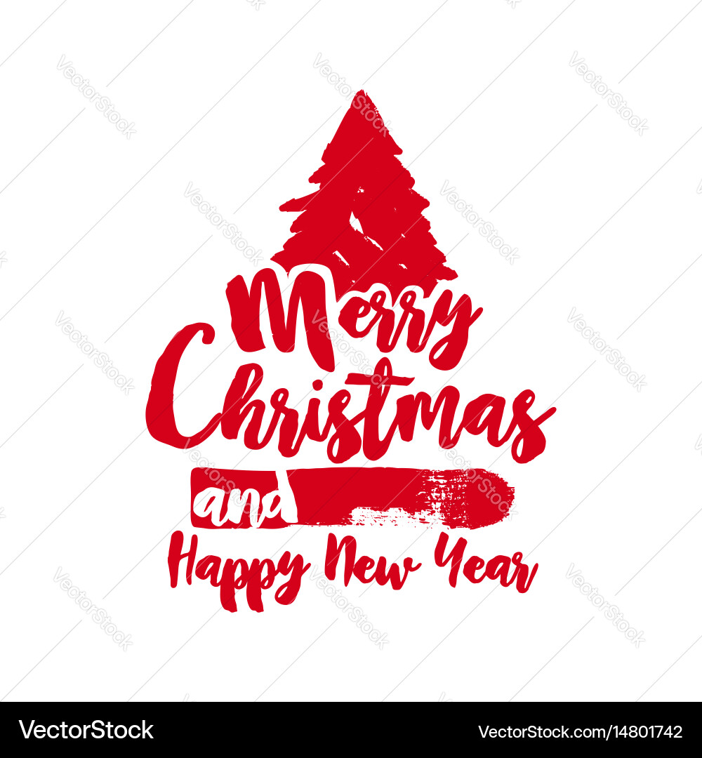Christmas text quote lettering tree Royalty Free Vector