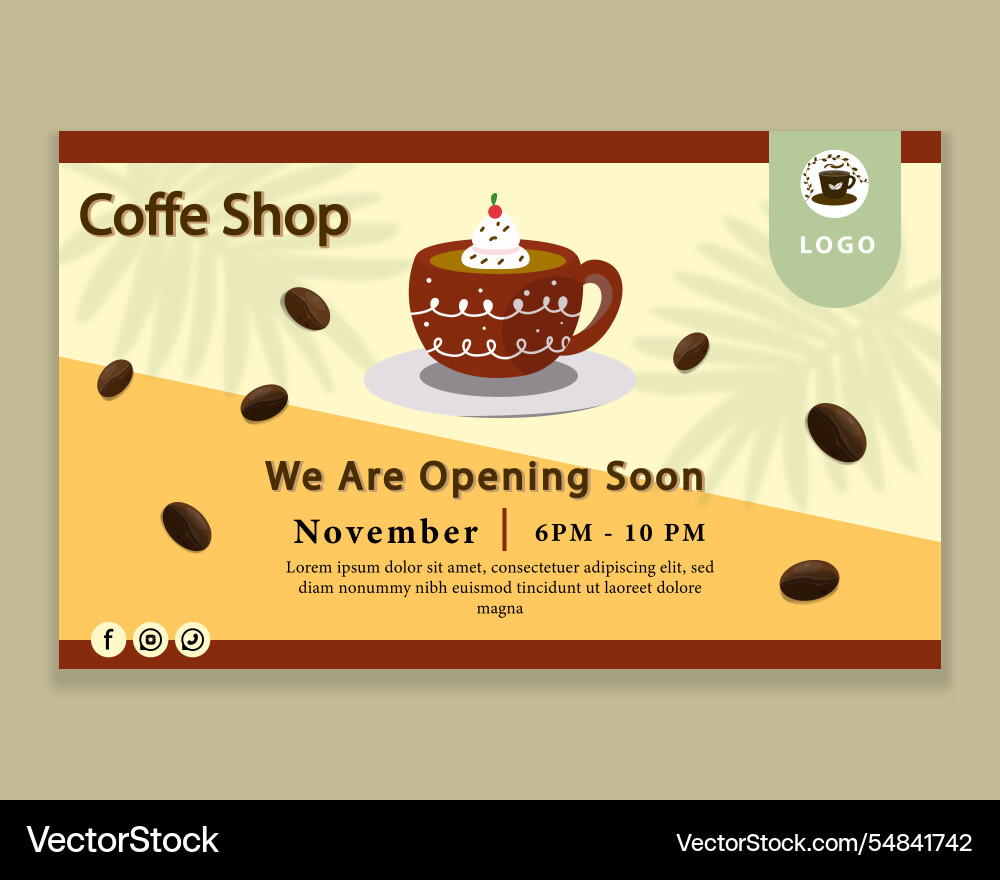 Coffee shop banner template with hand drawing Vector Image