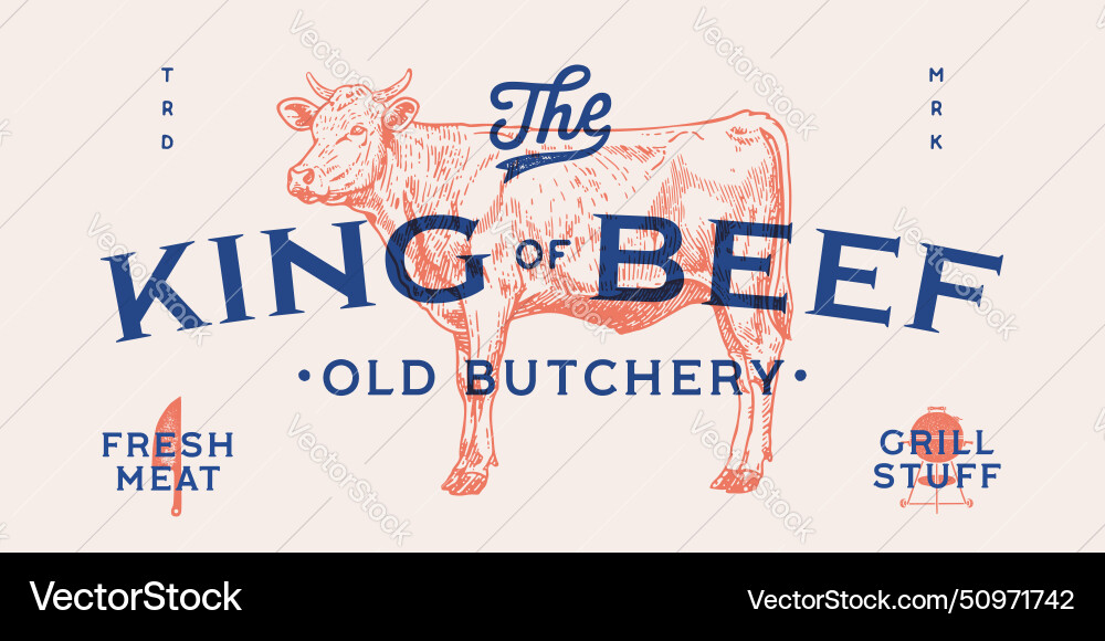 Cow bull beef meat tag label Royalty Free Vector Image