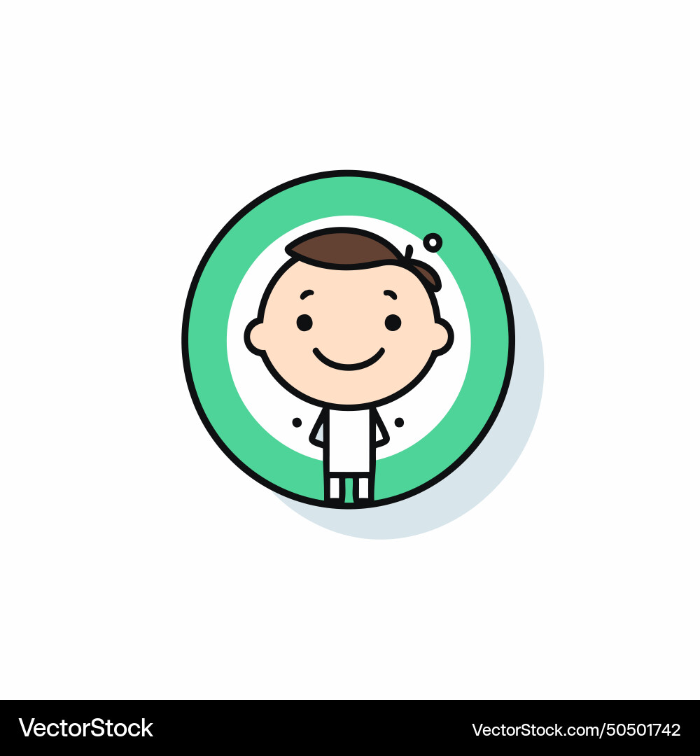 Cute boy icon in circle flat design Royalty Free Vector
