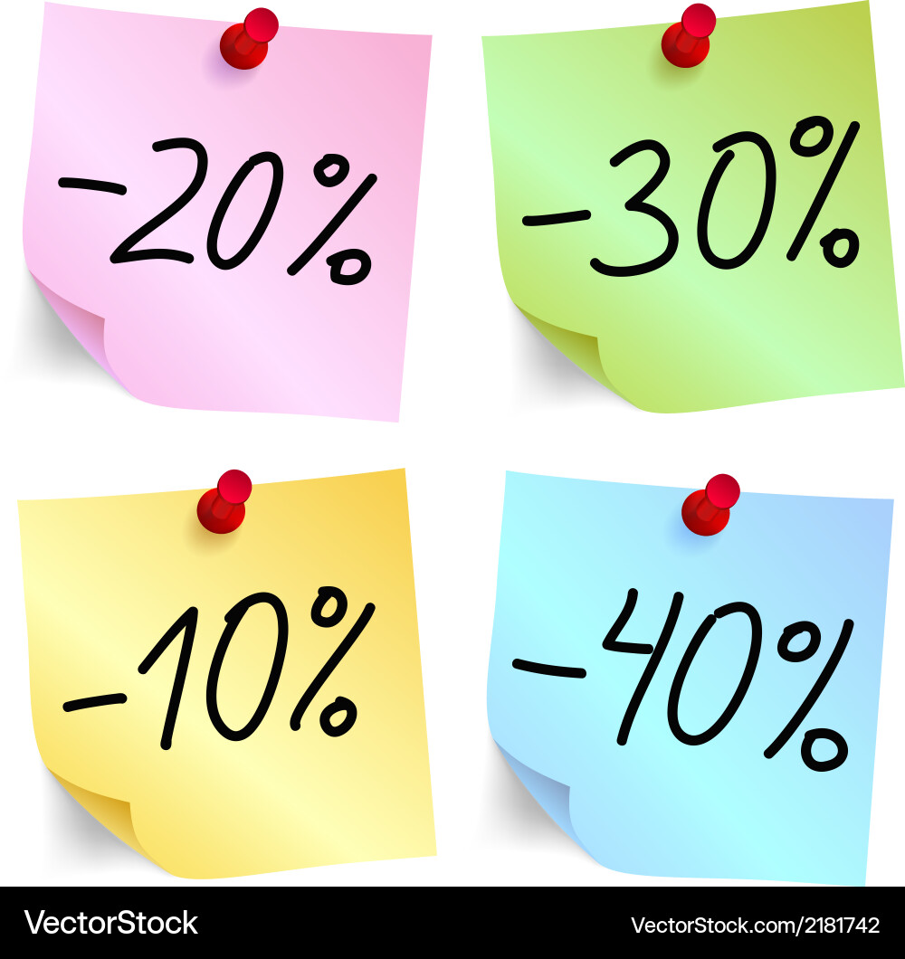 Discount on sticky note paper Royalty Free Vector Image