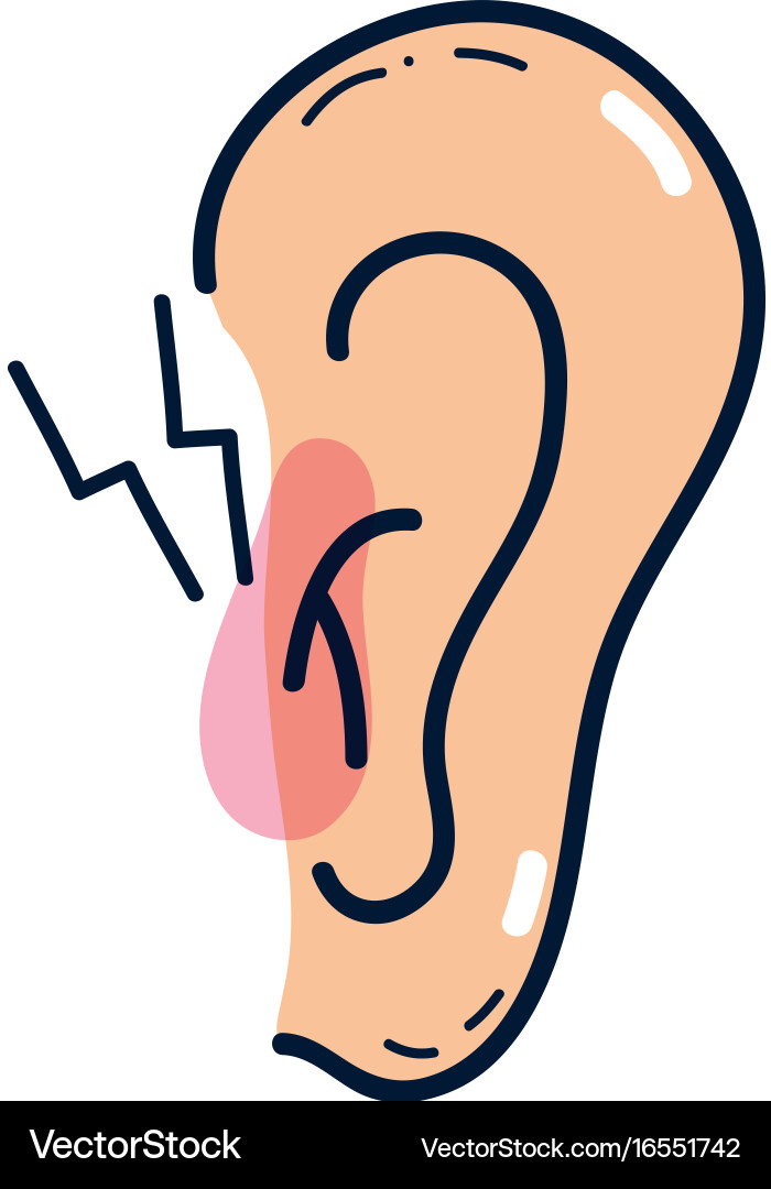 Ear with otitis sickness infection Royalty Free Vector Image