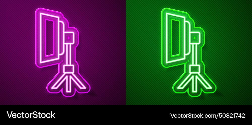 Glowing neon line studio light bulb in softbox Vector Image