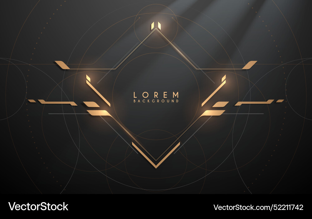 Golden geometric frame with lines Royalty Free Vector Image