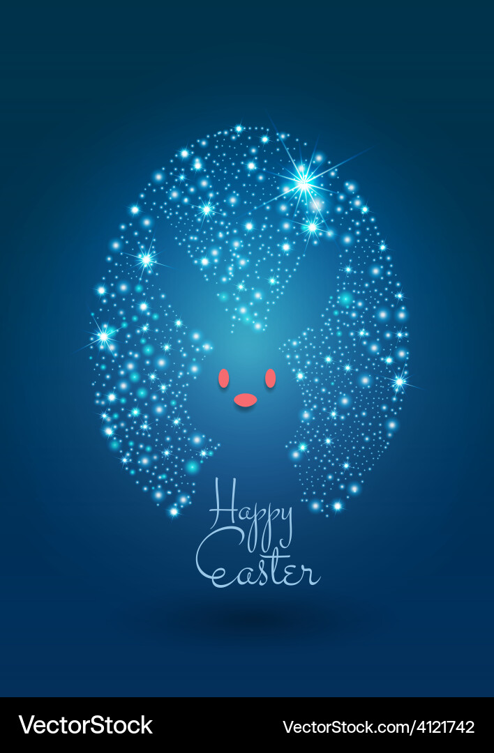 Happy easter light dark blue background with egg Vector Image