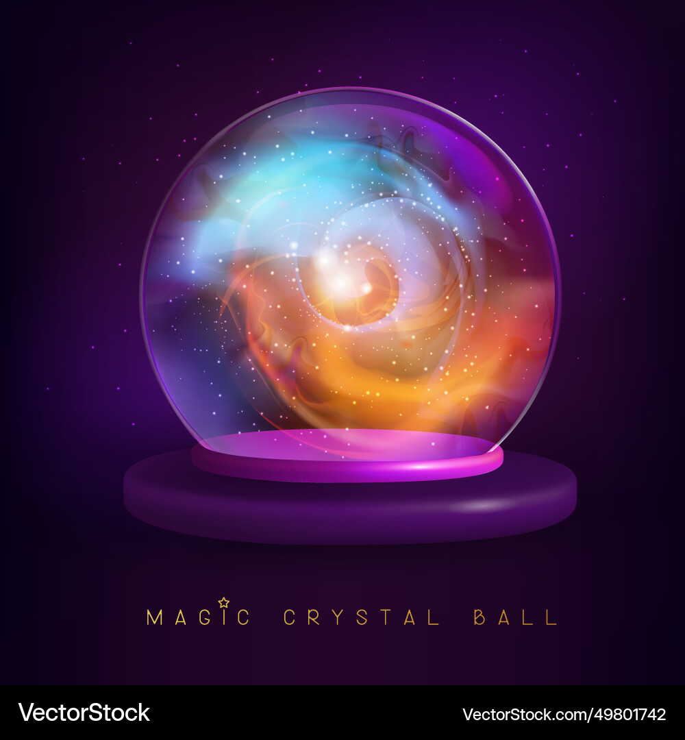 Magic crystal glass ball with flowing steam Vector Image