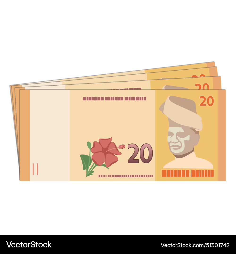 Malaysia currency banknote rm20 ringgit Royalty Free Vector
