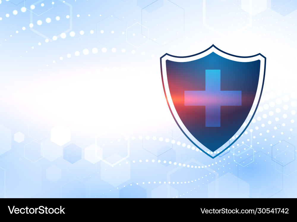 Medical protection shield with cross symbol Vector Image