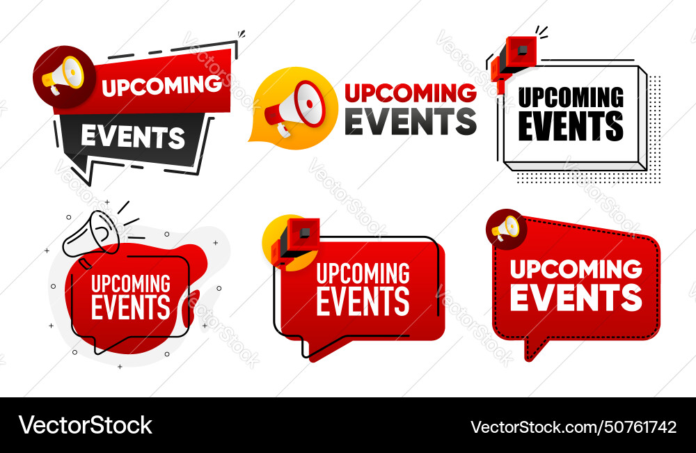 Megaphone Event Labels Royalty Free Vector Image