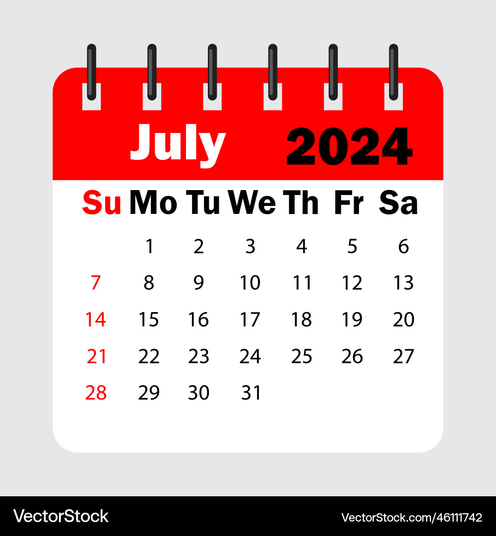 July Calendar 2024 Clip Art