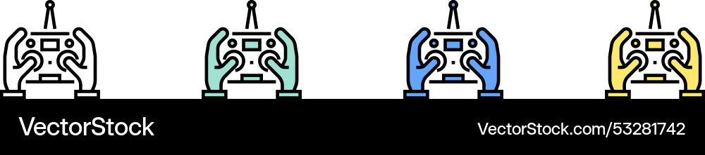 Remote control icon outline green blue and yellow Vector Image