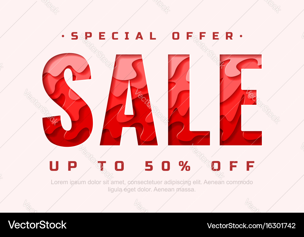 Sale paper cut banner Royalty Free Vector Image