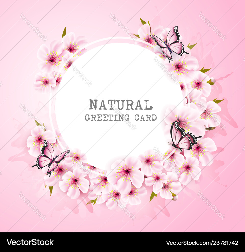 Spring nature background with pink flowers Vector Image