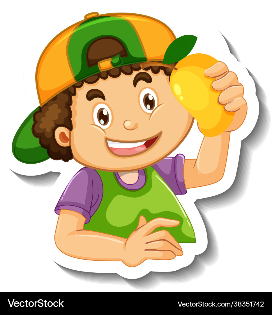 Sticker template with a boy cartoon character Vector Image