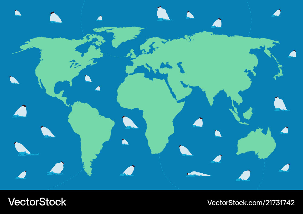 Stop world ocean pollution earth map with plastic Vector Image