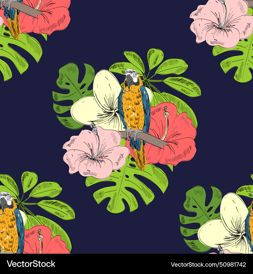Tropical seamless pattern Royalty Free Vector Image