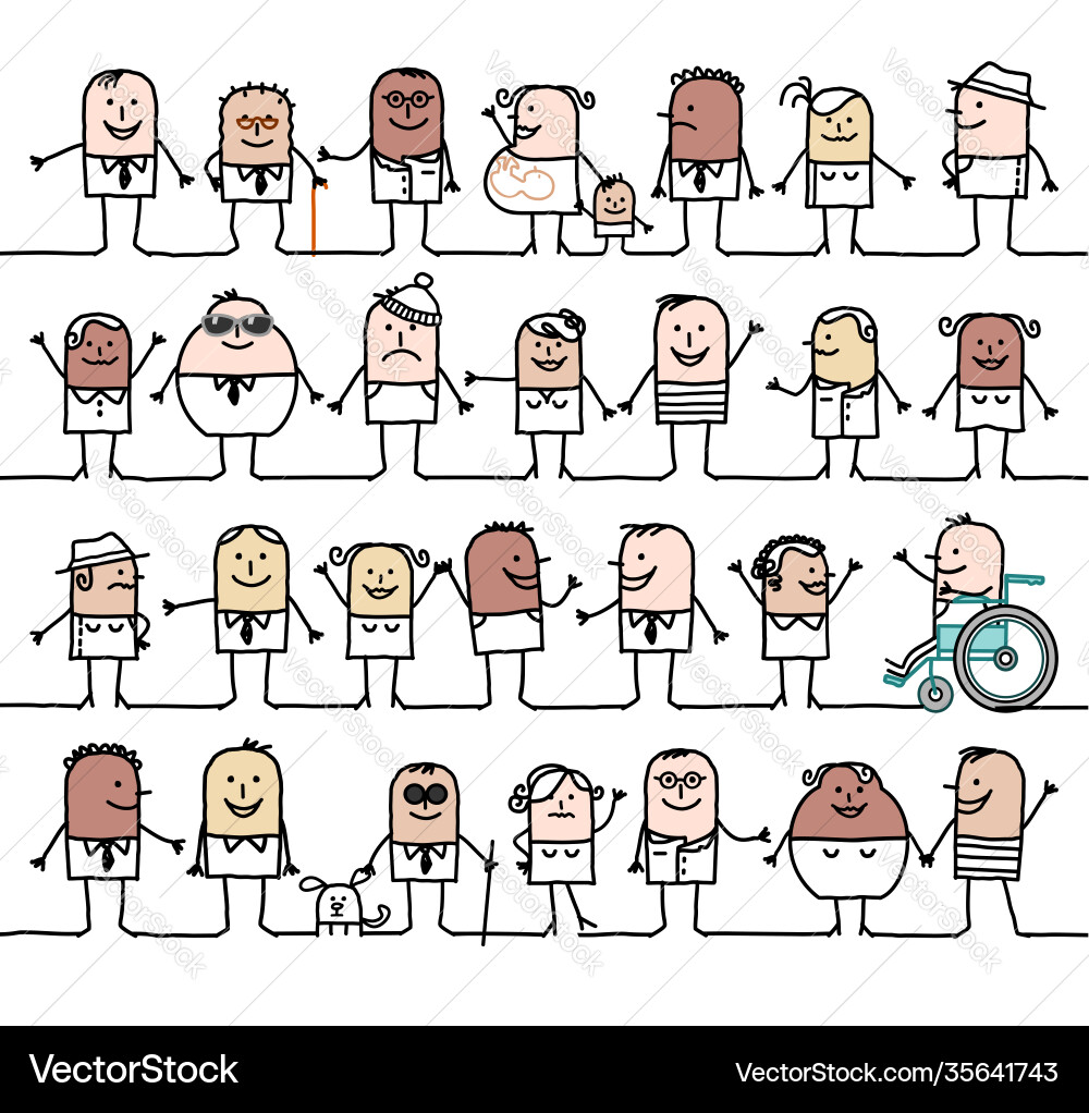 Cartoon group mixed social and ethnically Vector Image