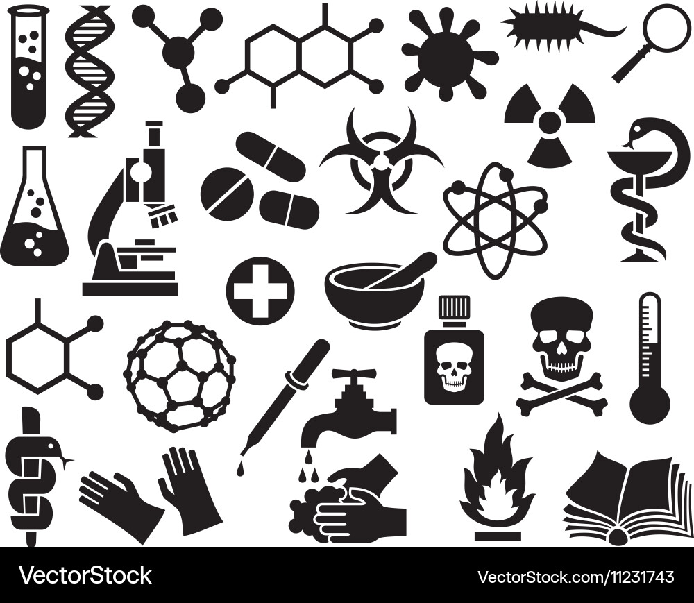 Chemical icon set Royalty Free Vector Image - VectorStock