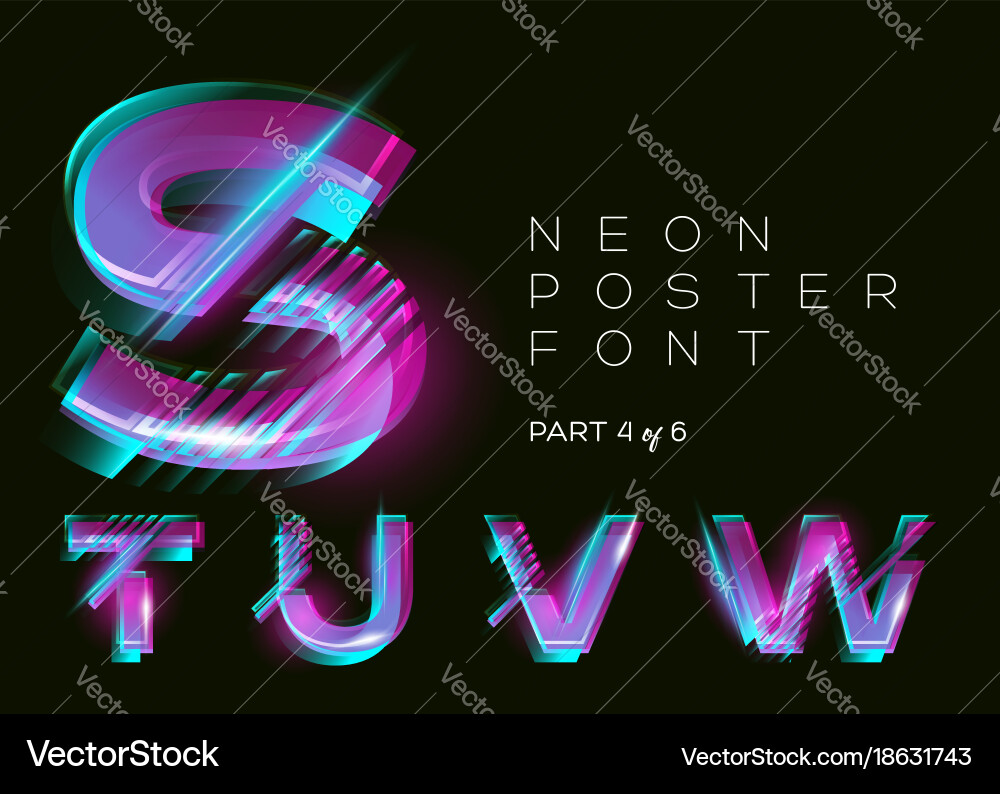 Neon typeset shining trendy letters fluorescent Vector Image