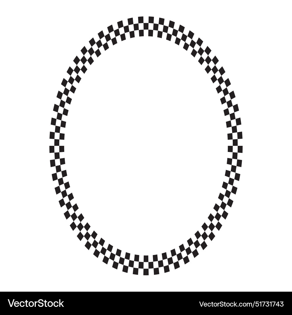 Oval frame with black and white squares checkered Vector Image