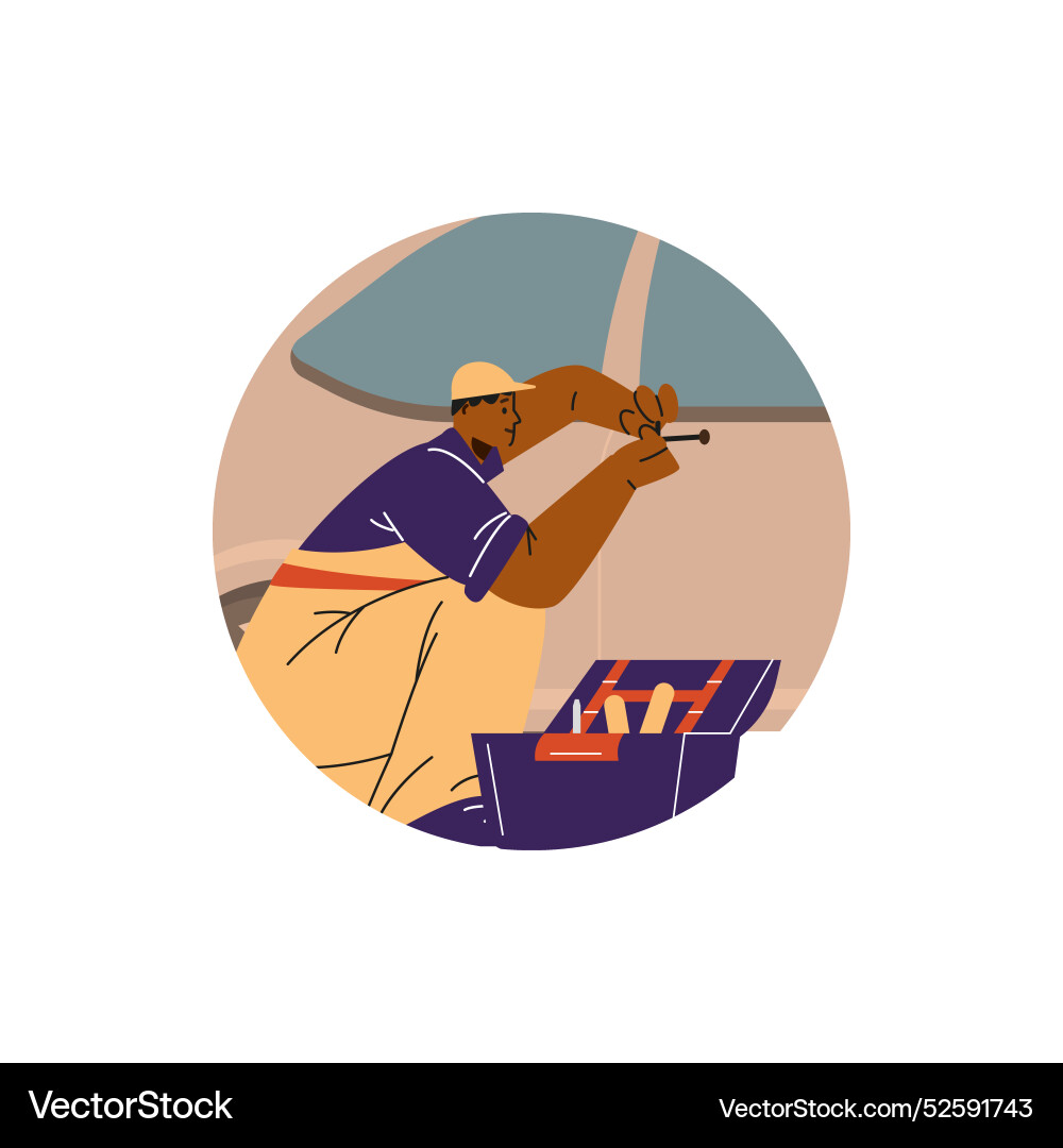 Professional locksmith worker repairing car door Vector Image